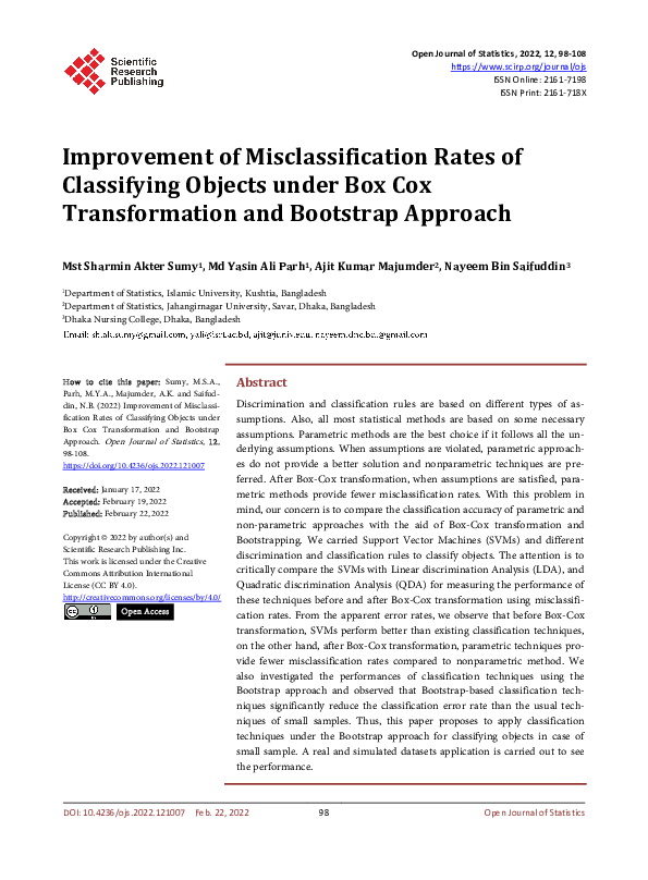 (PDF) Improvement of Misclassification Rates of Classifying Objects ...