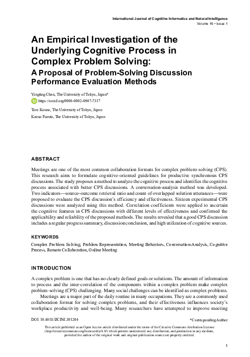 (PDF) An Empirical Investigation of the Underlying Cognitive Process in Complex Problem Solving ...