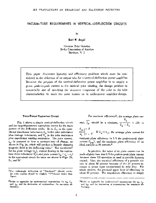 (PDF) Vacuum-Tube Requirements in Vertical-Deflection Circuits