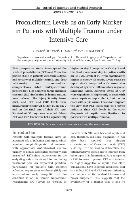 (PDF) Procalcitonin Levels as an Early Marker in Patients with Multiple ...