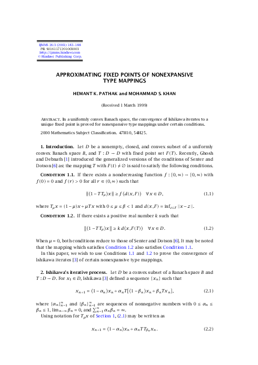 (PDF) Approximating fixed points of nonexpansive type mappings