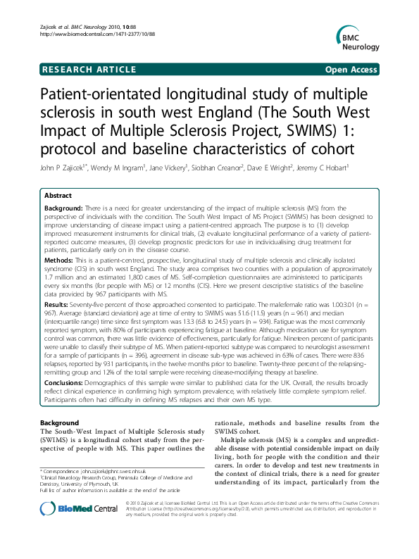 (PDF) Patient-orientated longitudinal study of multiple sclerosis in ...