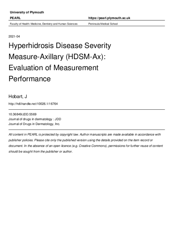 (PDF) Hyperhidrosis Disease Severity Measure-Axillary (HDSM-Ax ...