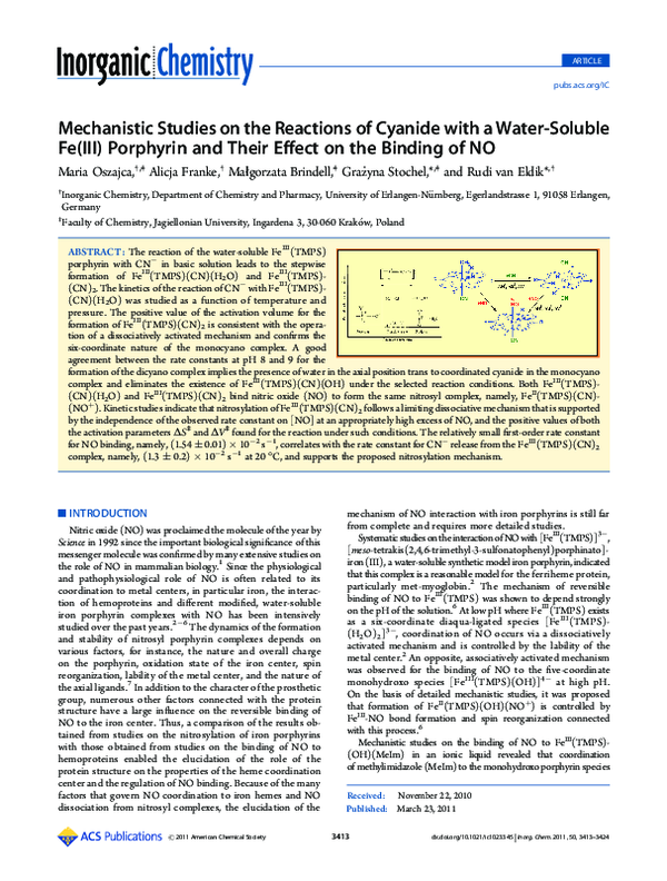 (PDF) Mechanistic Studies on the Reactions of Cyanide with a Water ...