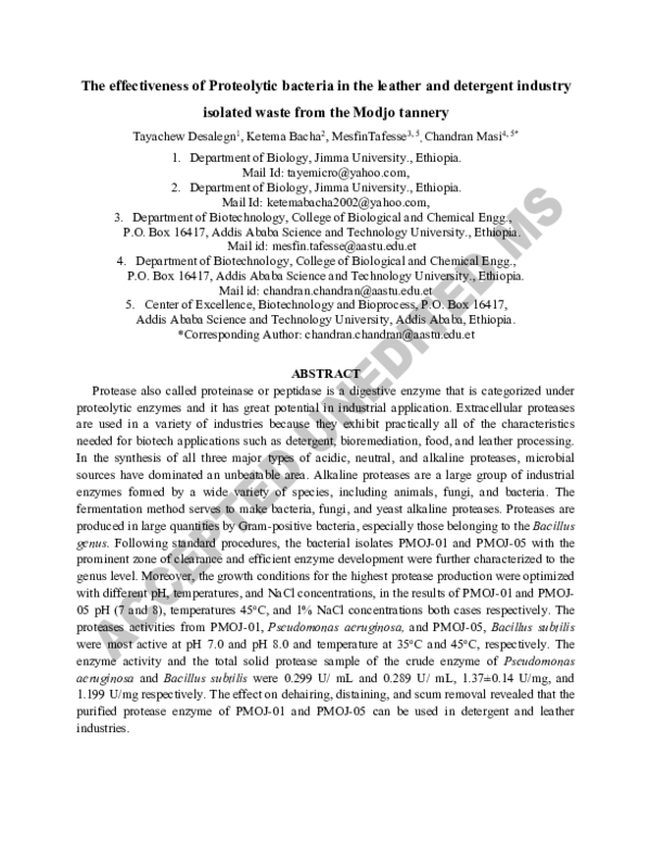 (PDF) The effectiveness of Proteolytic bacteria in the leather and ...