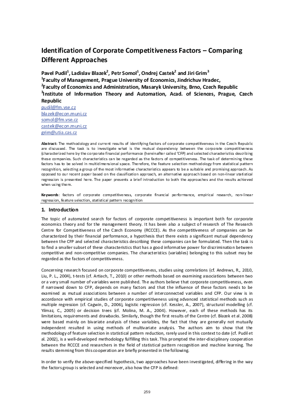 (PDF) Identification of Corporate Competitiveness Factors–Comparing ...