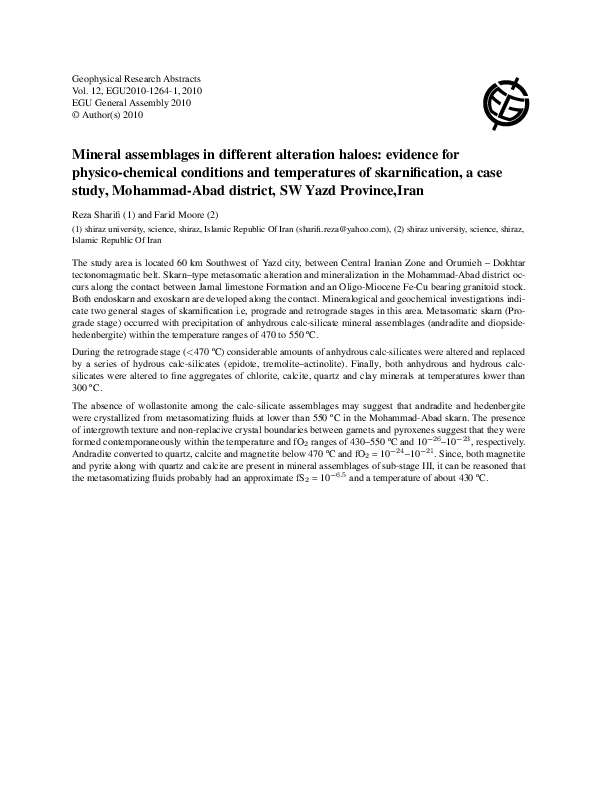 (PDF) Mineral assemblages in different alteration haloes: evidence for ...