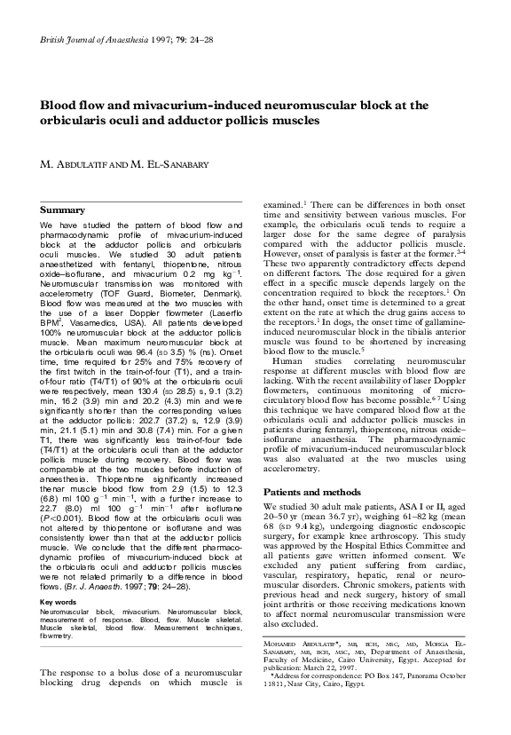 (PDF) Mivacurium Effects on Oculi and Pollicis Muscles