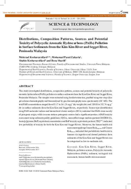 (PDF) Distributions, composition patterns, sources and potential ...