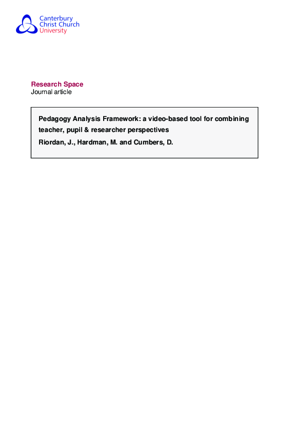 (PDF) Pedagogy Analysis Framework: a video-based tool for combining ...