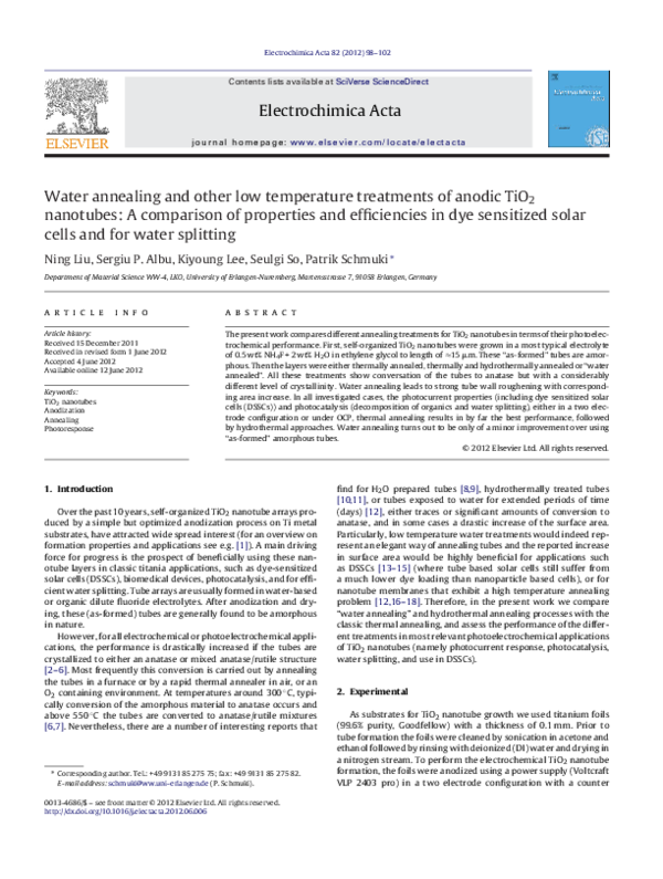 (PDF) Water annealing and other low temperature treatments of anodic ...