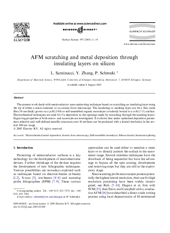(PDF) Nano-Patterning of Silicon via AFM Scratching