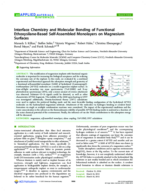 (PDF) Interface Chemistry and Molecular Bonding of Functional ...