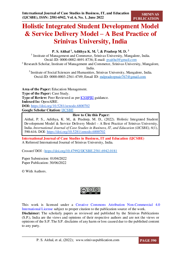 (PDF) Holistic Integrated Student Development Model & Service Delivery Model -A Best Practice of ...