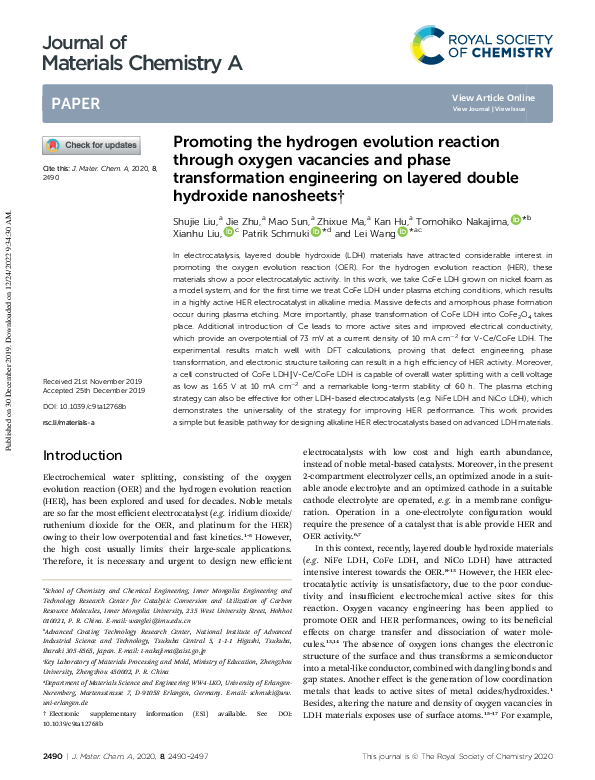 (PDF) Promoting the hydrogen evolution reaction through oxygen vacancies and phase ...