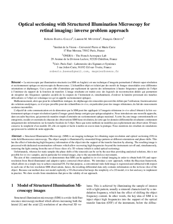 (PDF) Optical sectioning with Structured Illumination Microscopy for retinal imaging : inverse ...