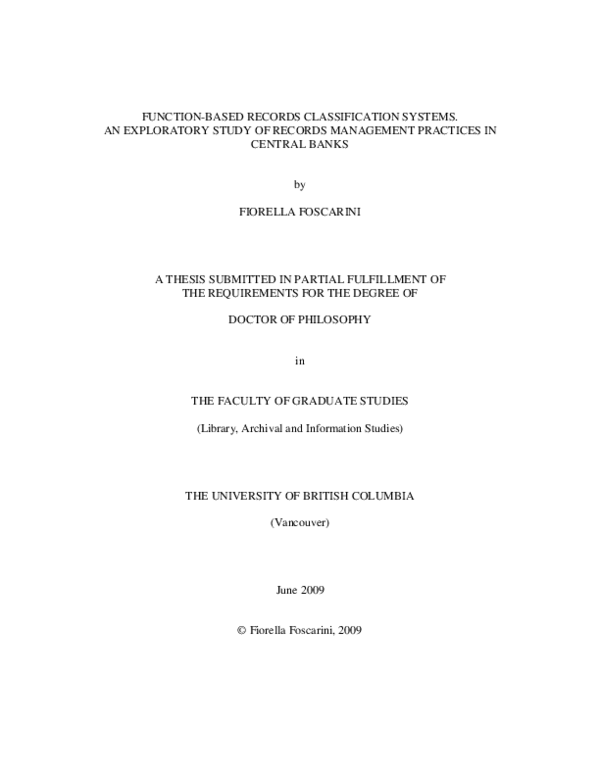 (PDF) Function-Based Records Classification Systems. An Exploratory ...