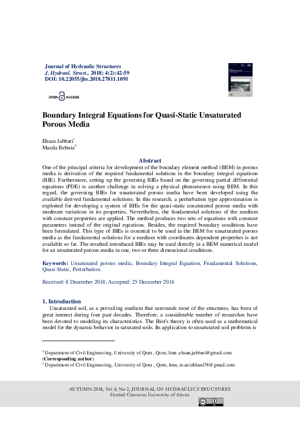 (PDF) Boundary Integral Equations for Quasi-Static Unsaturated Porous Media