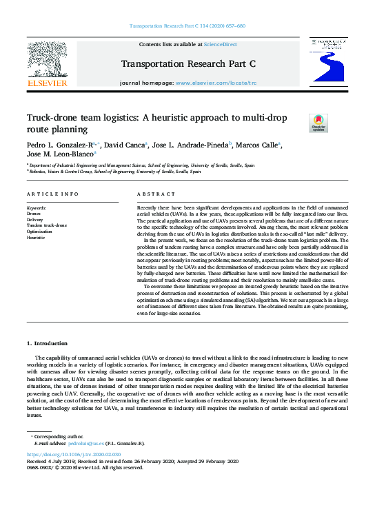(PDF) Truck-drone team logistics: A heuristic approach to multi-drop ...