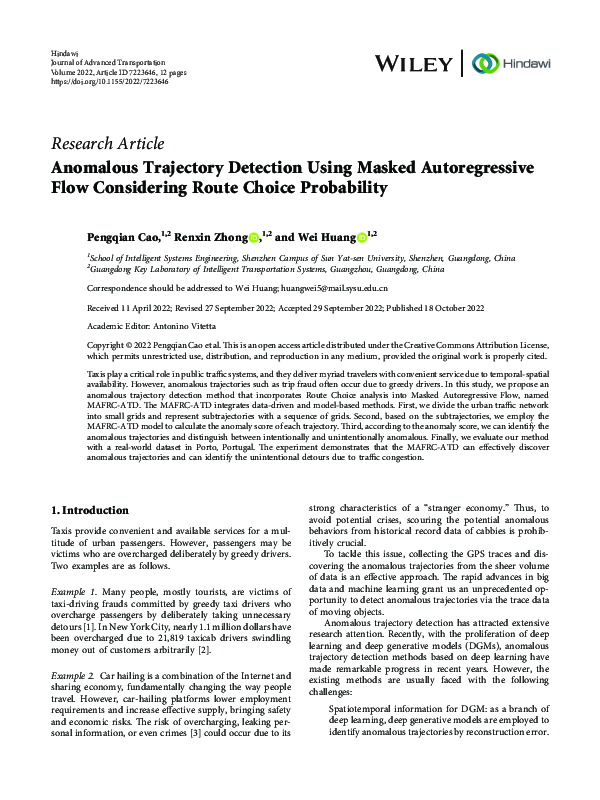 Pdf Anomalous Trajectory Detection Using Masked Autoregressive Flow