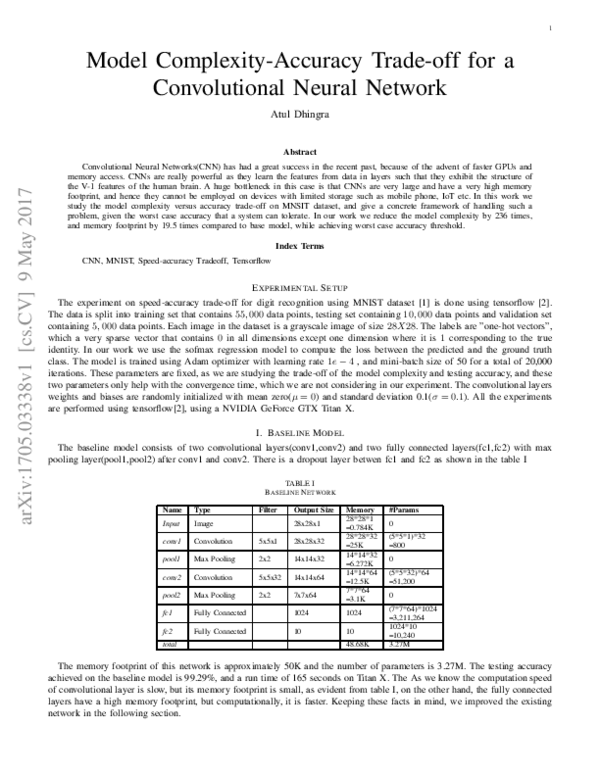 (PDF) Model Complexity-Accuracy Trade-off for a Convolutional Neural ...