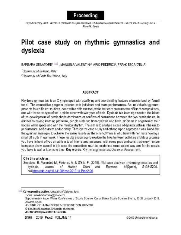 (PDF) Pilot case study on rhythmic gymnastics and dyslexia