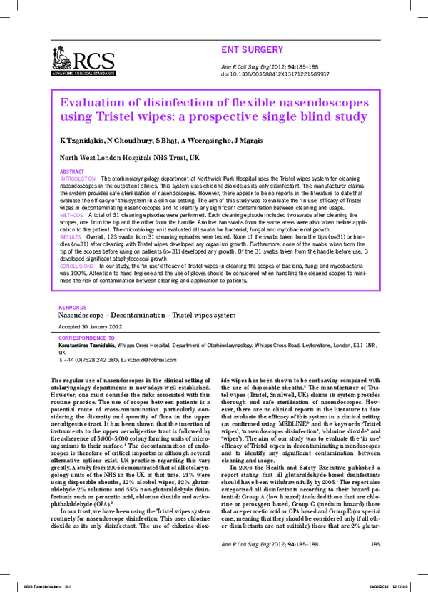 (PDF) Faculty of 1000 evaluation for Evaluation of disinfection of ...