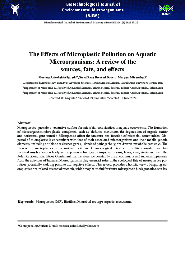 (PDF) The Effects of Microplastic Pollution on Aquatic Microorganisms: A review of the sources ...