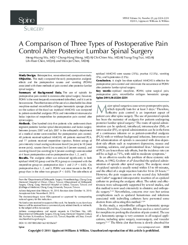 (PDF) A Comparison of Three Types of Postoperative Pain Control After ...