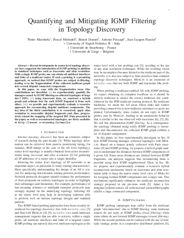 (PDF) Quantifying and mitigating IGMP filtering in topology discovery