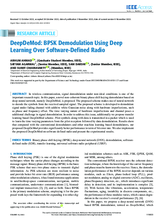 (PDF) DeepDeMod: BPSK Demodulation Using Deep Learning Over Software-Defined Radio