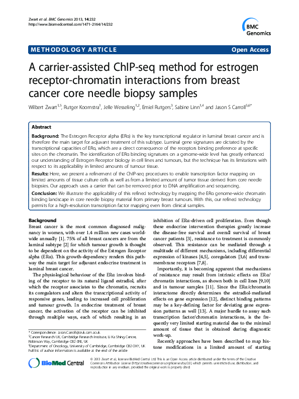 (PDF) A carrier-assisted ChIP-seq method for estrogen receptor ...