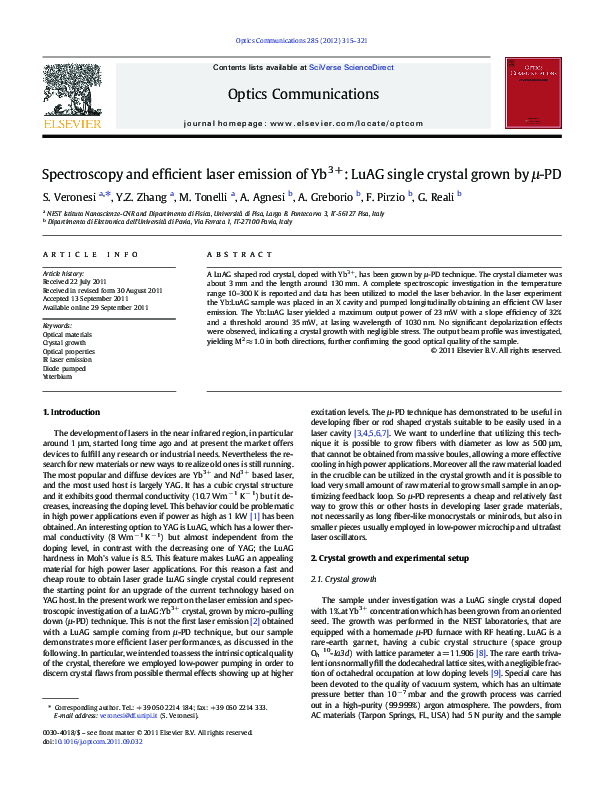 (PDF) Spectroscopy and efficient laser emission of Yb3+: LuAG single ...