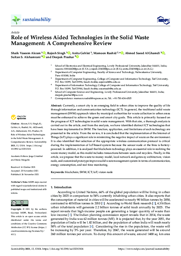 (PDF) Role of Wireless Aided Technologies in the Solid Waste Management ...