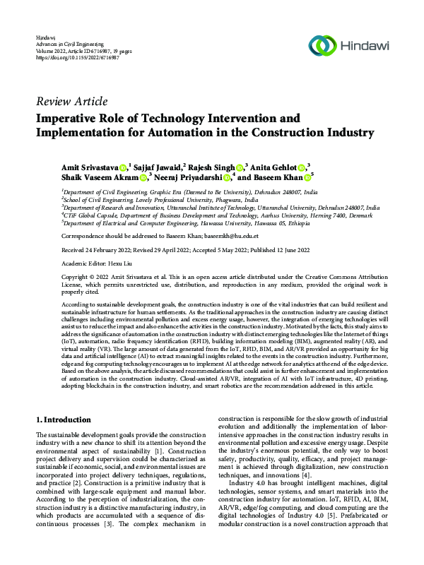 (PDF) Imperative Role of Technology Intervention and Implementation for ...