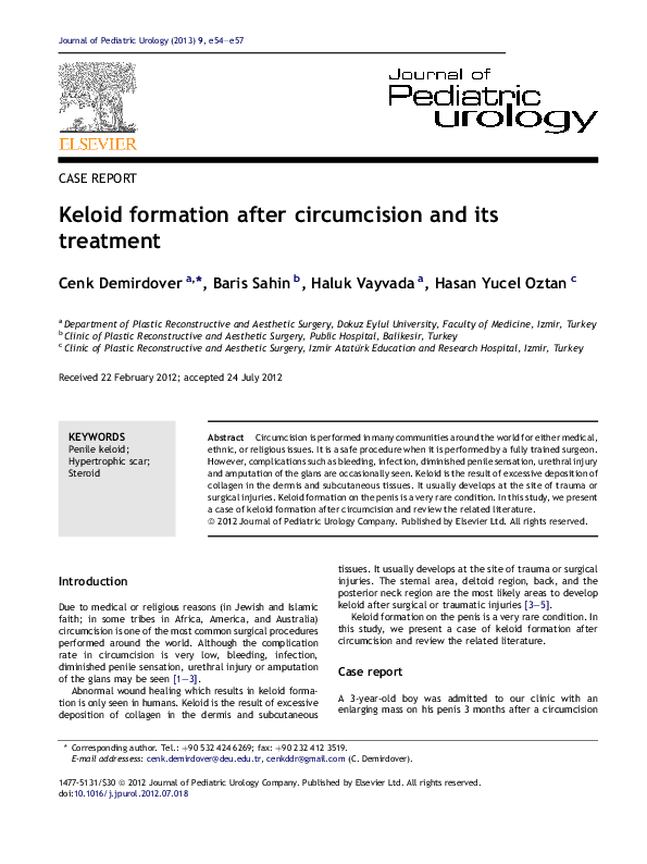 (PDF) Keloid formation after circumcision and its treatment