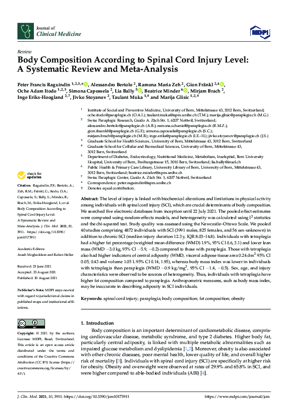 (PDF) Body Composition According to Spinal Cord Injury Level: A Systematic Review and Meta-Analysis