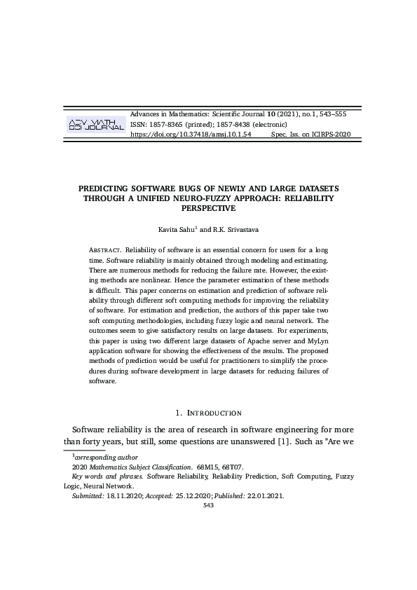 Pdf Predicting Software Bugs Of Newly And Large Datasets Through A