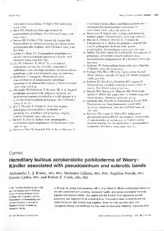 (PDF) Hereditary bullous acrokeratotic poikiloderma of Weary-Kindler ...