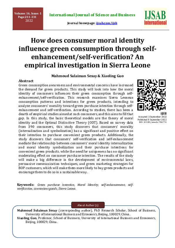 (PDF) How does consumer moral identity influence green consumption ...