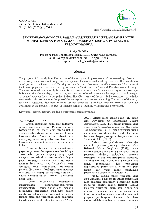 (PDF) Pengembangan Modul Bahan Ajar Berbasis Literasi Sains Untuk Meningkatkan Pemahaman Konsep ...