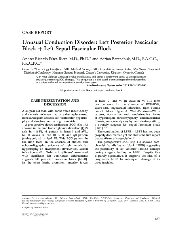 (PDF) Unusual Conduction Disorder: Left Posterior Fascicular Block ...