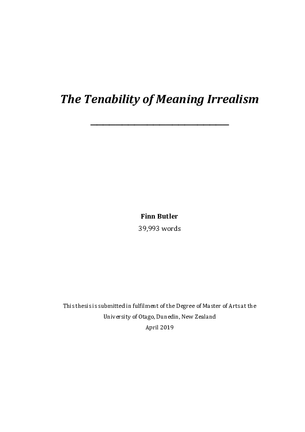 (PDF) The Tenability of Meaning Irrealism