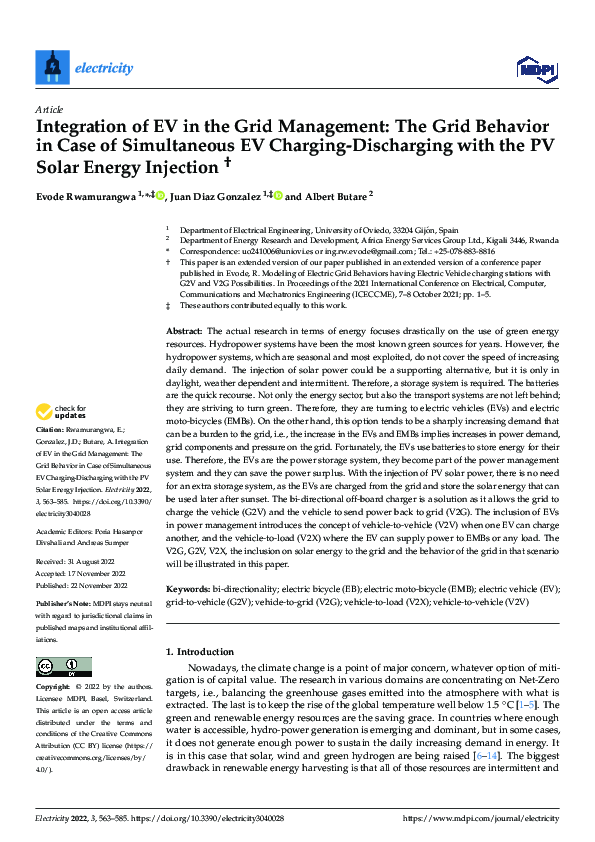 (PDF) Integration of EV in the Grid Management: The Grid Behavior in Case of Simultaneous EV ...