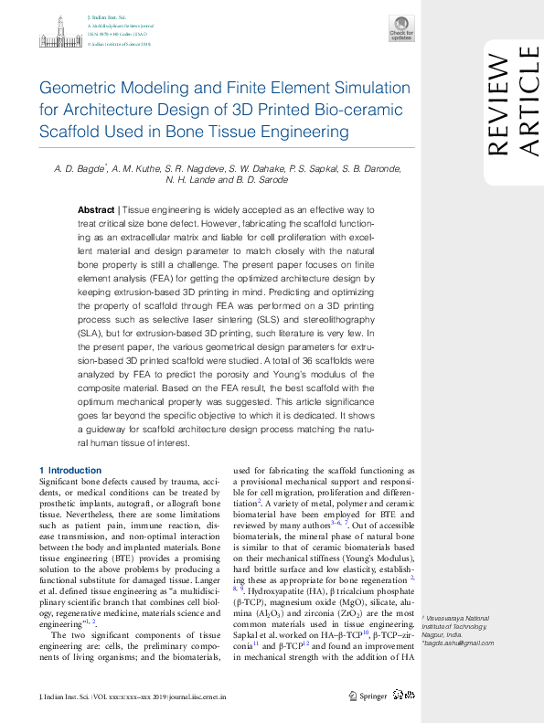 (PDF) Geometric Modeling and Finite Element Simulation for Architecture Design of 3D Printed Bio ...