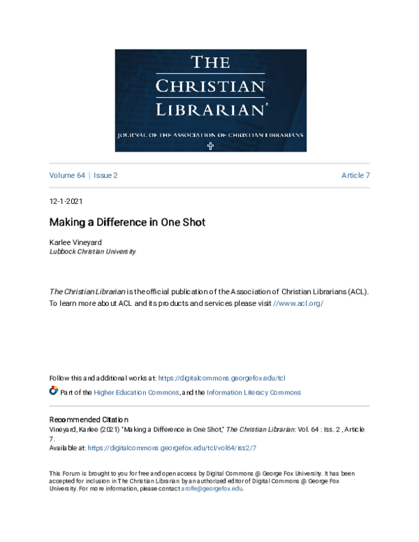 (PDF) Making a Difference in One Shot