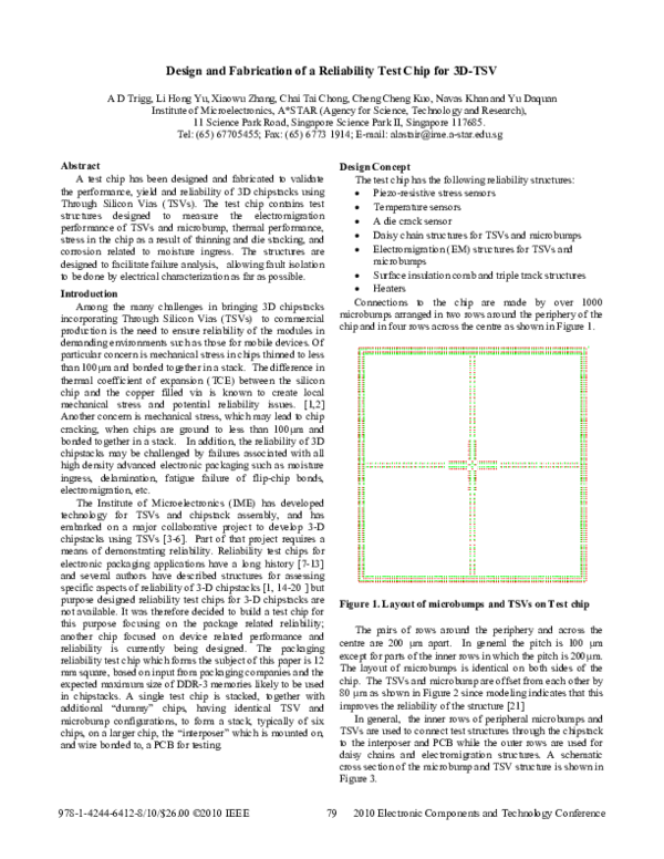 (PDF) Design and fabrication of a reliability test chip for 3D-TSV