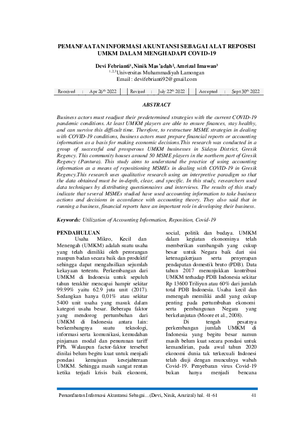 (PDF) Pemanfaatan Informasi Akuntansi Sebagai Alat Reposisi Umkm Dalam ...