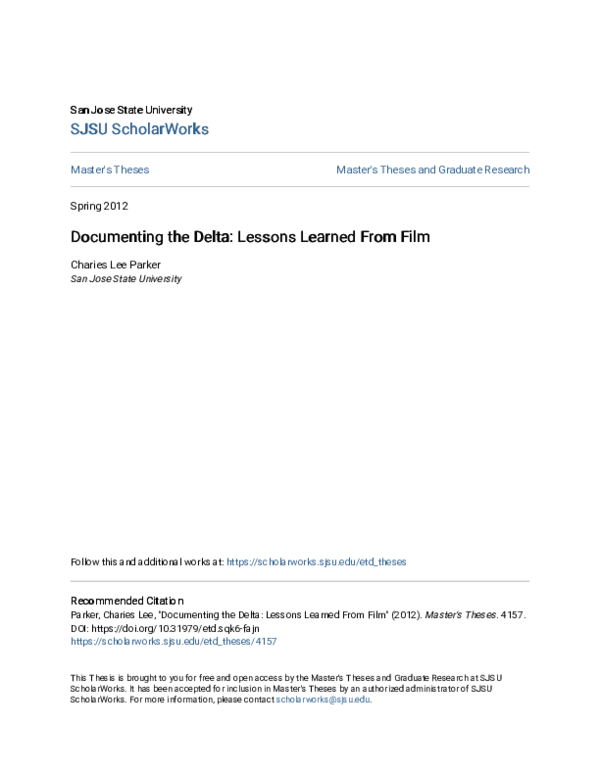 (PDF) Documenting the Delta: Lessons Learned From Film