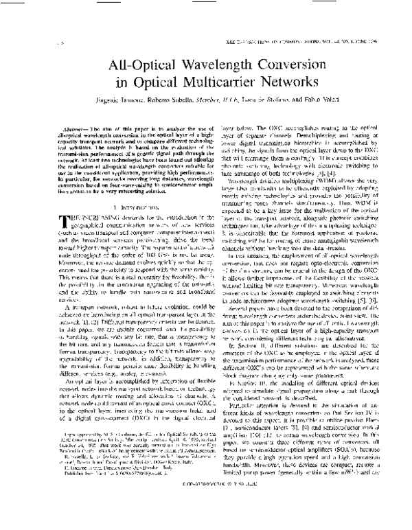(PDF) All-optical wavelength conversion in optical multicarrier networks